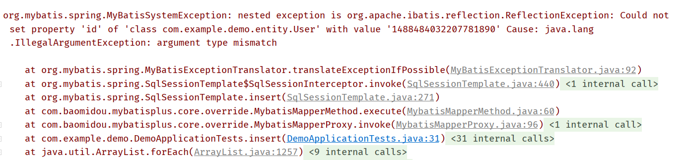 Could not set property ‘id‘ of ‘class com.example.demo.entity.User‘ with value ...