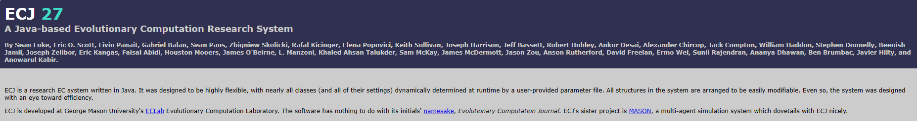 各类进化计算框架_ecj evolutionary computation toolkit-CSDN博客