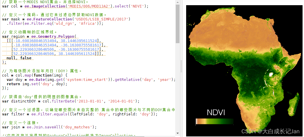 Google Earth Engine（GEE）——GEE中GPP和NDVI几何动画绘制_google earth engine 河流变化动态 ...