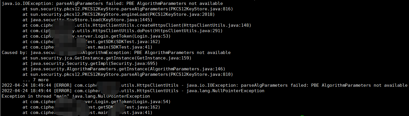 运行Java代码时，遇到java.io.IOException: parseAlgParameters failed: PBE AlgorithmParameters not ...