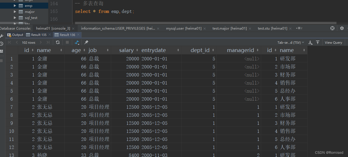 Mysql基础 多表查询多表查询csdn Csdn博客 