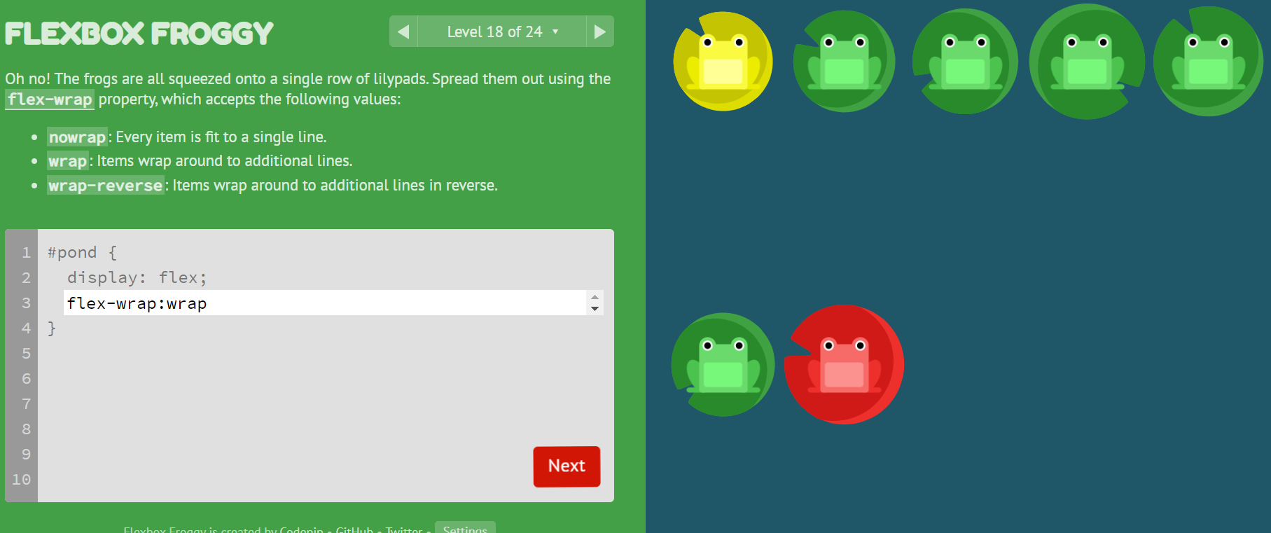 flex froggy 青蛙跳荷叶的小游戏答案_flexbox froggy_fay_ren的博客-CSDN博客