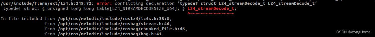 Ubuntu18编译报错: error: conflicting declaration ‘typedef struct LZ4 ...