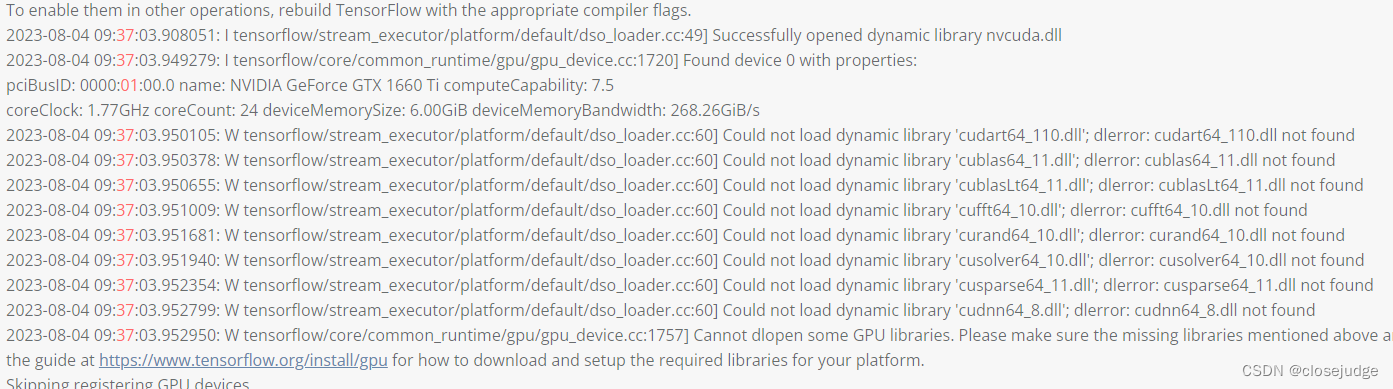 解决vscode运行tensorflow Gpu报错could Not Load Dynamic Library ‘cudart64110dllvscodeclosejudge 9303
