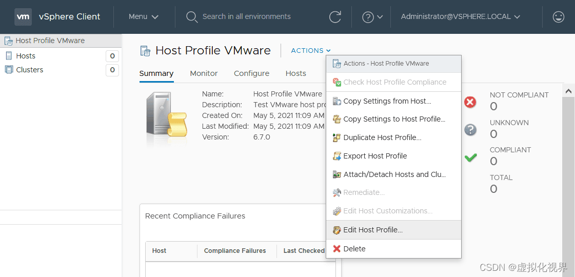 VMware中创建和设置主机配置文件--Host profiles_vsphere host profile-CSDN博客