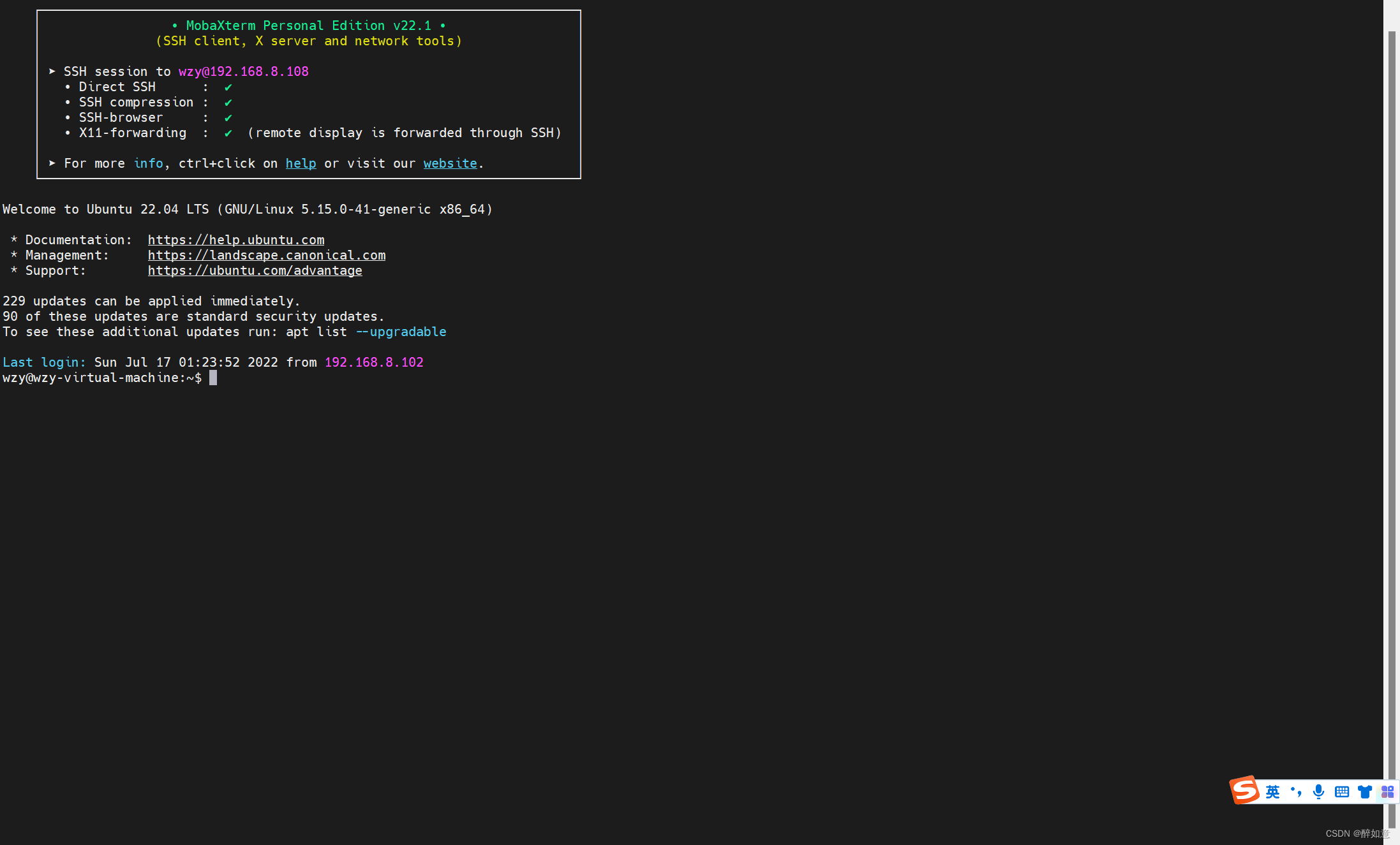 VMware搭建Ubuntu虚拟机并通过MobaXterm连接服务_vmware虚拟机设置ubuntu与mobaxterm-CSDN博客