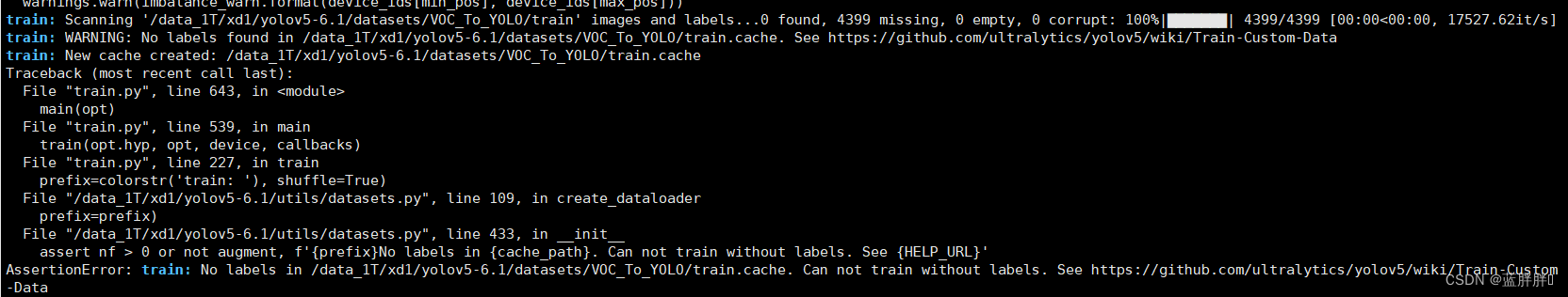 一步真实解决assertionerror Train No Labels In Xxxxxxxxxdatasetsvocto 
