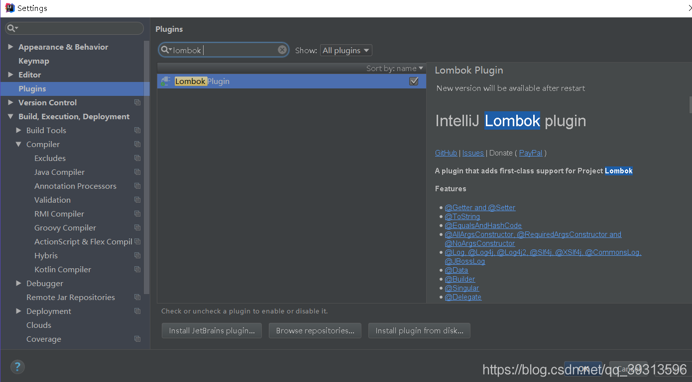 Idea中springboot项目使用lombok 插件springboot Idea Suppoerted By Lombak Csdn博客