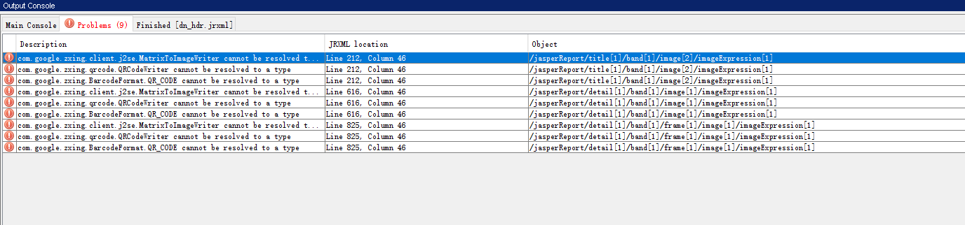 ireport建立报表报错com.google.zxing.client.j2se.MatrixToImageWriter cannot be ...