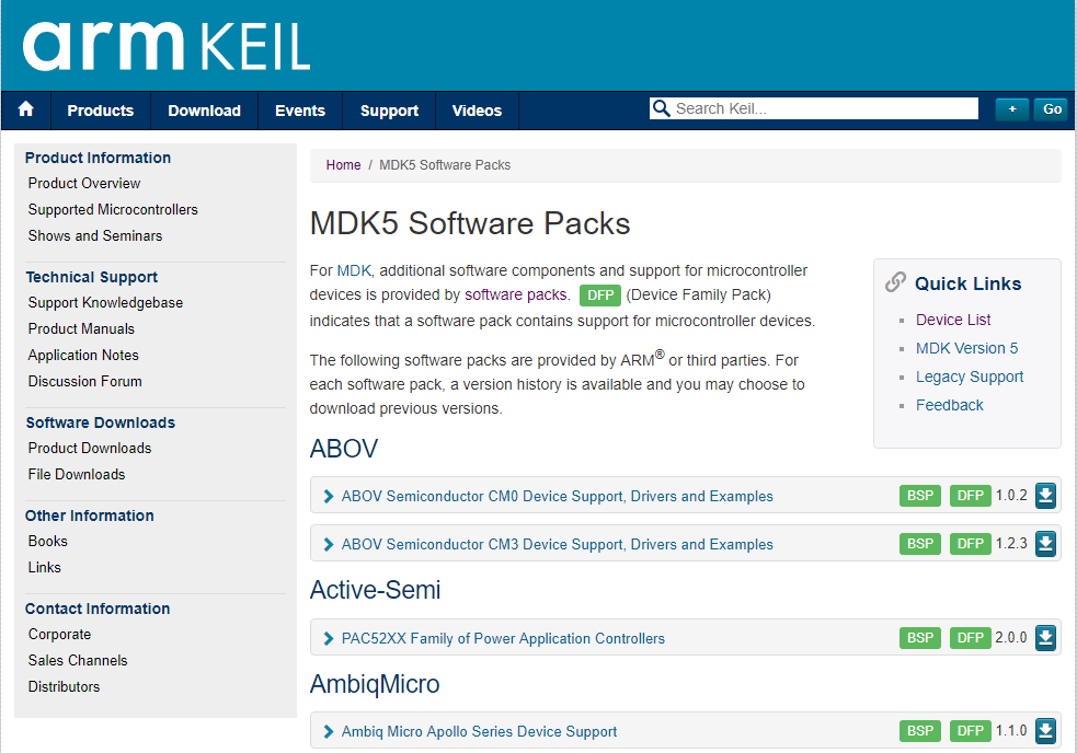 MDK5 Software Packs official website download STM32 all series keil development kit download ...