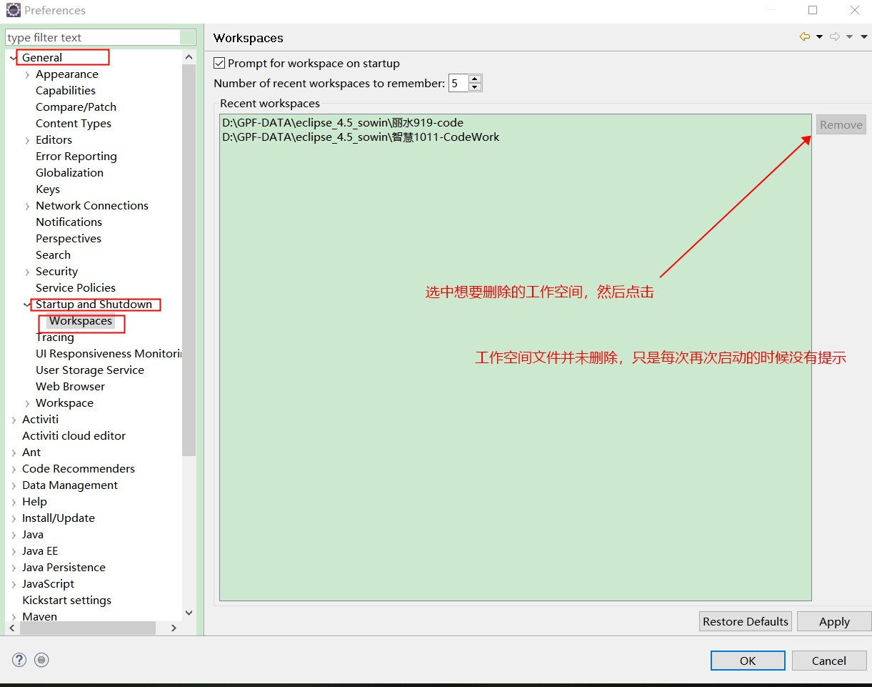 Modify eclipse default workspace and delete workspace - Programmer Sought