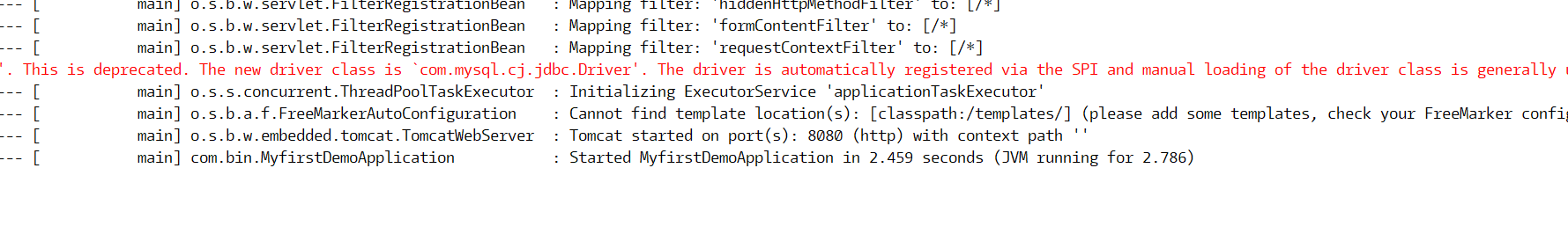 Spsingboot学习mysql驱动报错This is deprecated. The new driver class is `com.mysql.cj.jdbc.Driver'. The ...