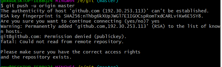 Warning: Permanently added 'github.com,192.30.253.113' (RSA) to the list of known hosts.（已解决 ...