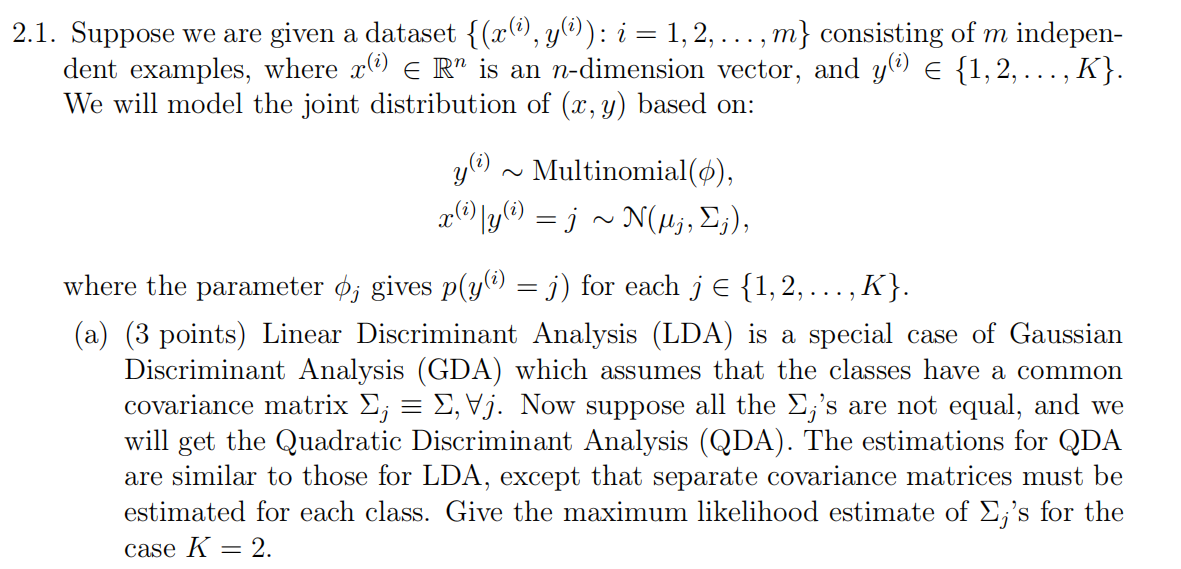 LDA,GDA,QDA的理论证明以及公式推导（多元高斯分布加多项式分布）_qda公式-CSDN博客