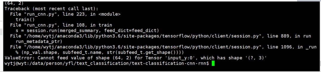 Valueerror Cannot Feed Value Of Shape 64 2 For Tensor Inputy0 Which Has Shape 3 