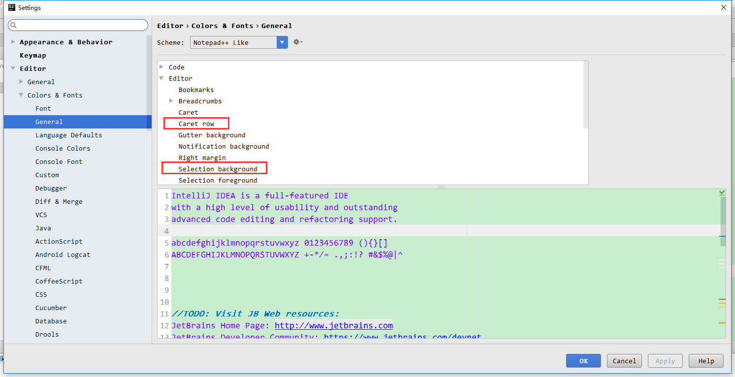 IntelliJ IDEA行设置选中行,选中代码块颜色_idea的caret row设置不见了-CSDN博客