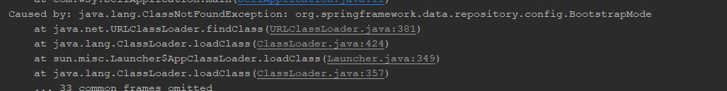 java.lang.NoClassDefFoundError: org/springframework/data/repository/config/BootstrapMode_java ...