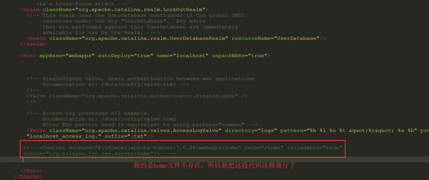 Document base F:\Tomcat\apache-tomcat-7.0.56\webapps\home does not exist or is not a readable ...