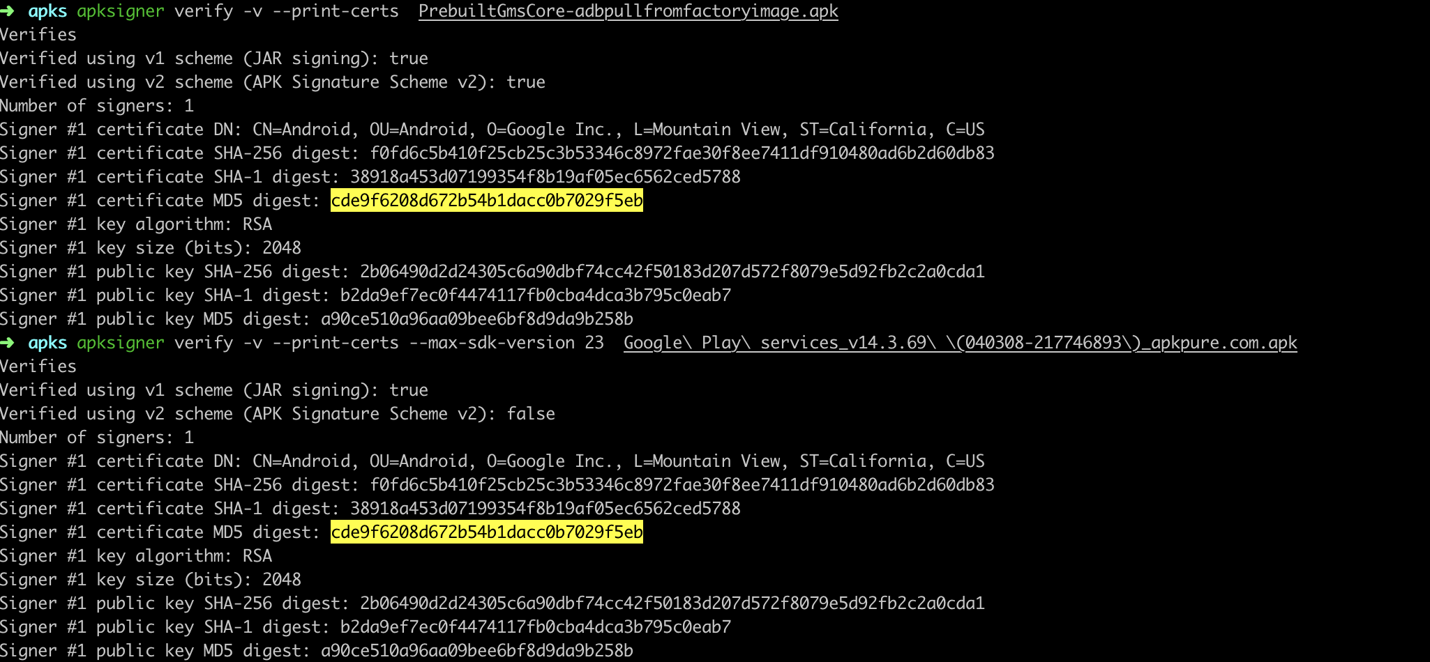 【Android】用apksigner验证apk签名_apksigner verify -v-CSDN博客