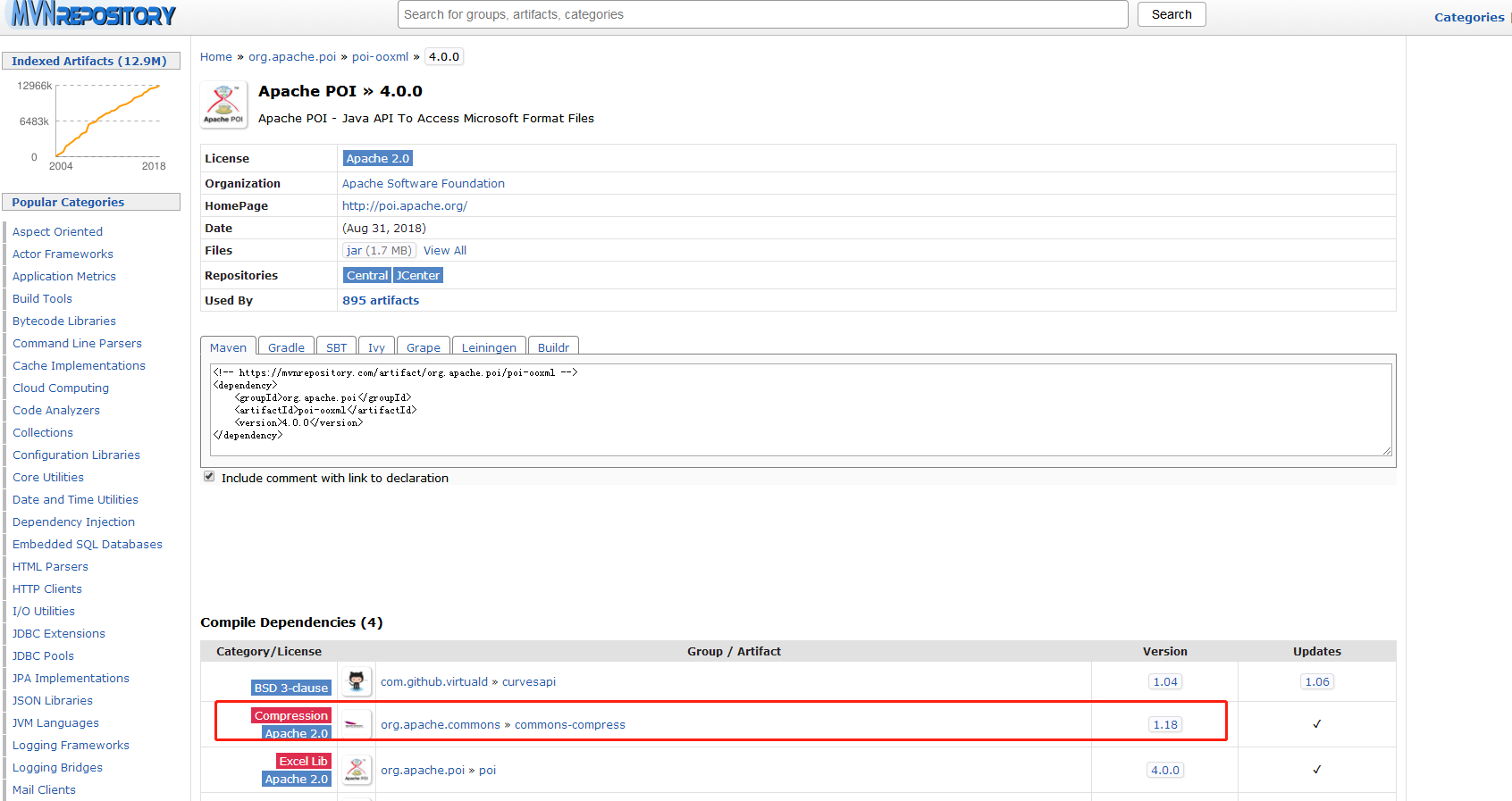 poi4.0.0读取excel文件时报java.lang.NoClassDefFoundError: org/apache/commons/compress/archivers/zip ...