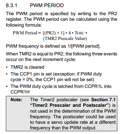 关于PIC16F877A PWM计算的问题_pwm周期:(pr2+1)*4*tosc*(timer2预分频值)-CSDN博客
