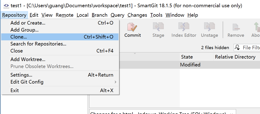 SmartGit 安装及使用（二）：工作界面介绍、提交代码以及防止代码冲突等操作-CSDN博客