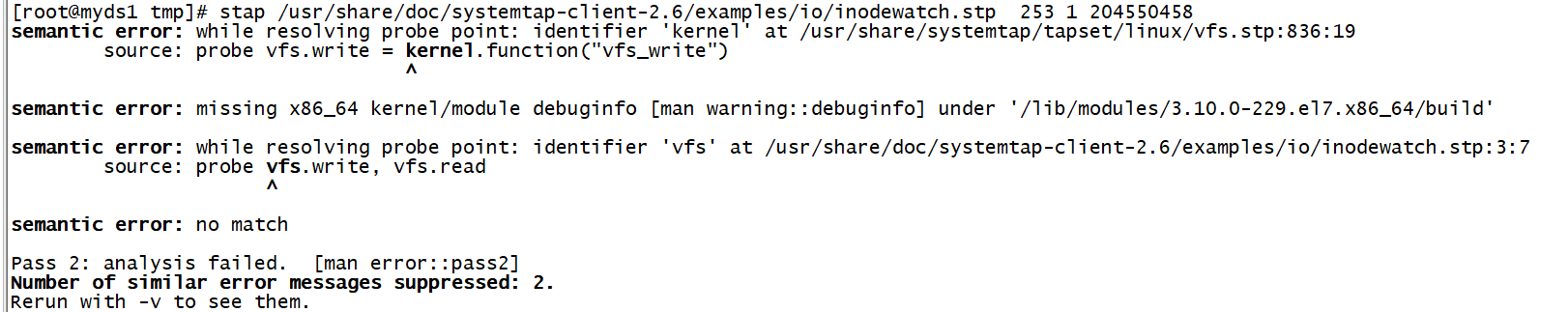 linux systemtap报错解决_semantic error: while resolving probe point: ident-CSDN博客