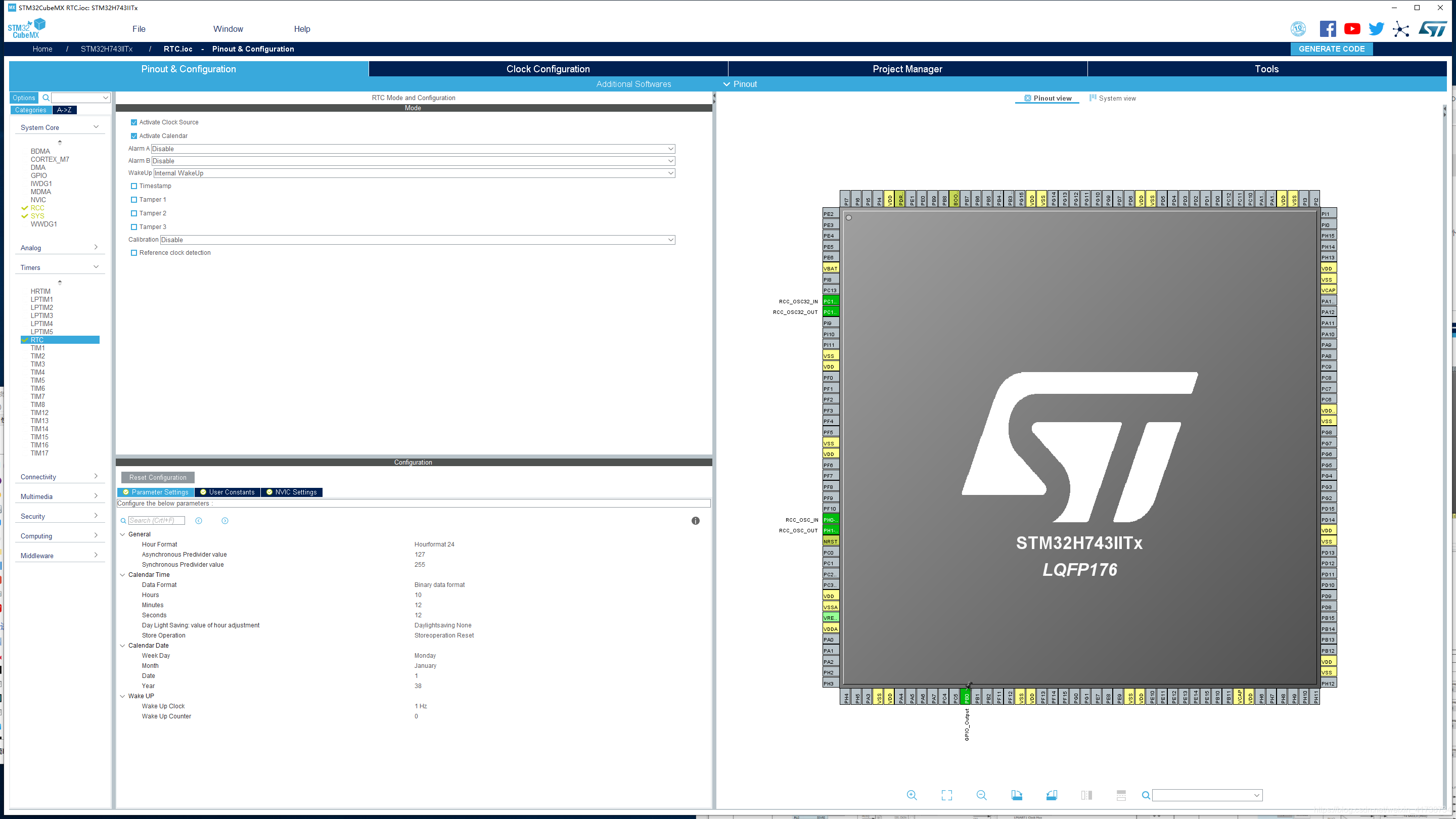 Stm32cubemx学习笔记——stm32h743 Rtc Stm32h743 Rtc Csdn博客