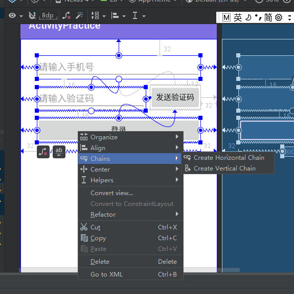 ConstraintLayout中chain解决几个控件整体居中的问题_constraintlayou怎么把多个控件整体居中-CSDN博客