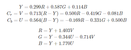 YUV 格式与 RGB 格式的相互转换公式总结（C++版）_c++ opencv yuv转bgr-CSDN博客