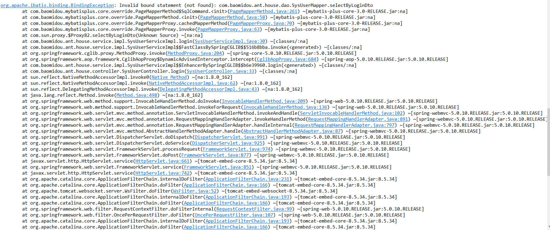 Spring boot+mybatis puls 报错 Invalid bound statement (not found)求解决！！！_invoking ...