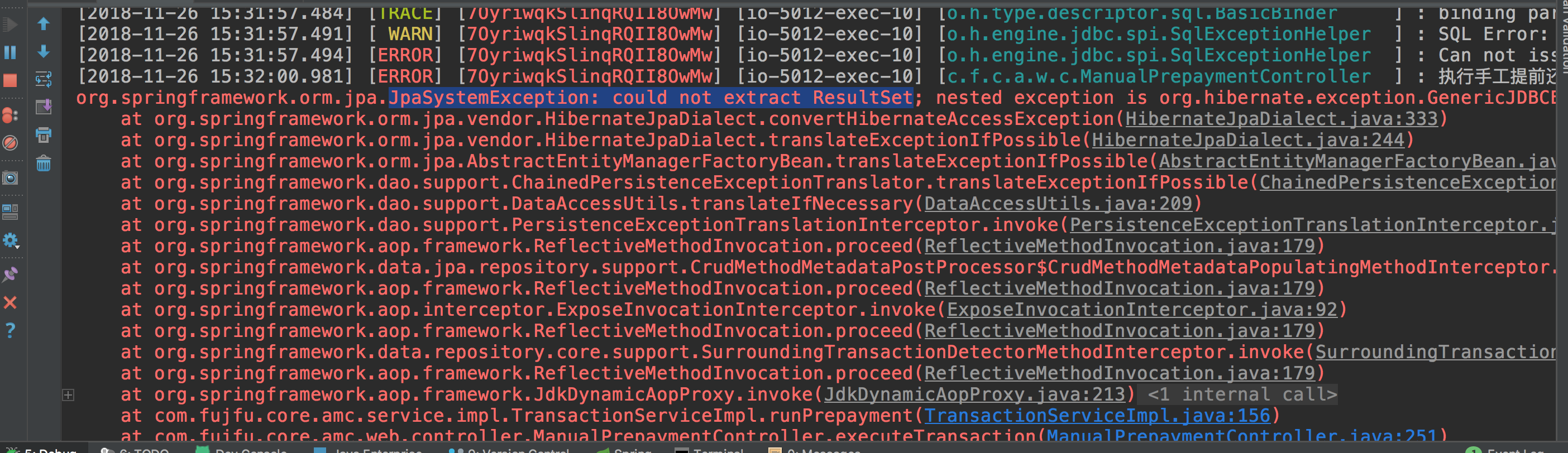 JpaSystemException could not extract ResultSet_org.springframework.orm.jpa.jpasystemexception ...