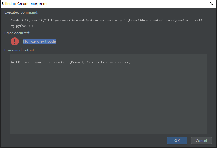 Pycharm导入Anaconda环境时，出现“Non-zero exit code”的解决办法_pycharm 中导入anaconda虚拟环境报错non-zero exit code(1 ...