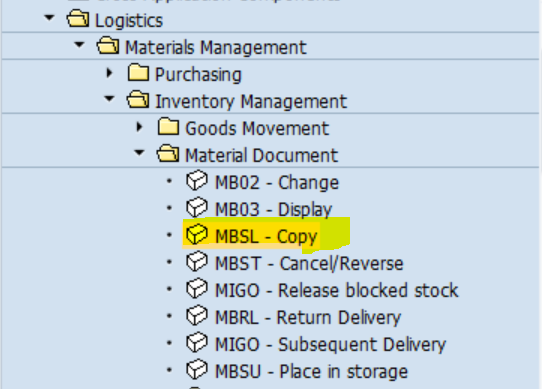 SAP MM 不常用事务代码之MBSL - Copy Material Document-CSDN博客