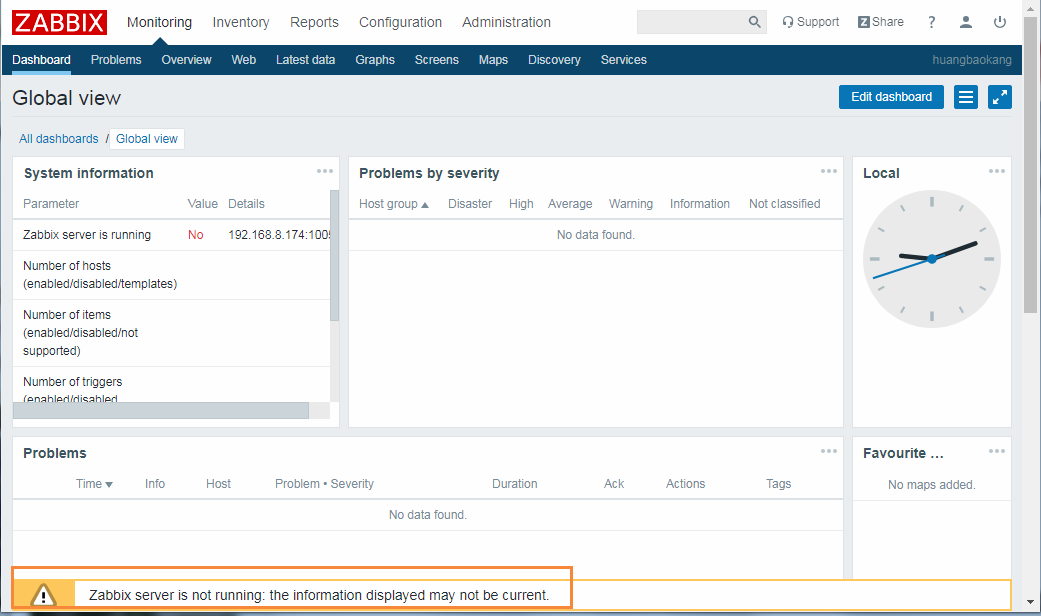 zabbix server is not running,the information displayed may not be current - Programmer Sought