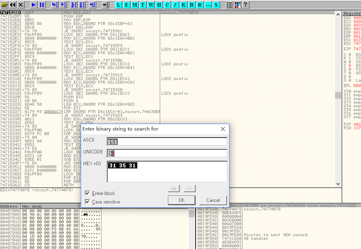 使用ollydbg修改exe文件_使用ollydbg修改test.exe的第二个显示框显示的内容,并截图修改过程和结果-CSDN博客