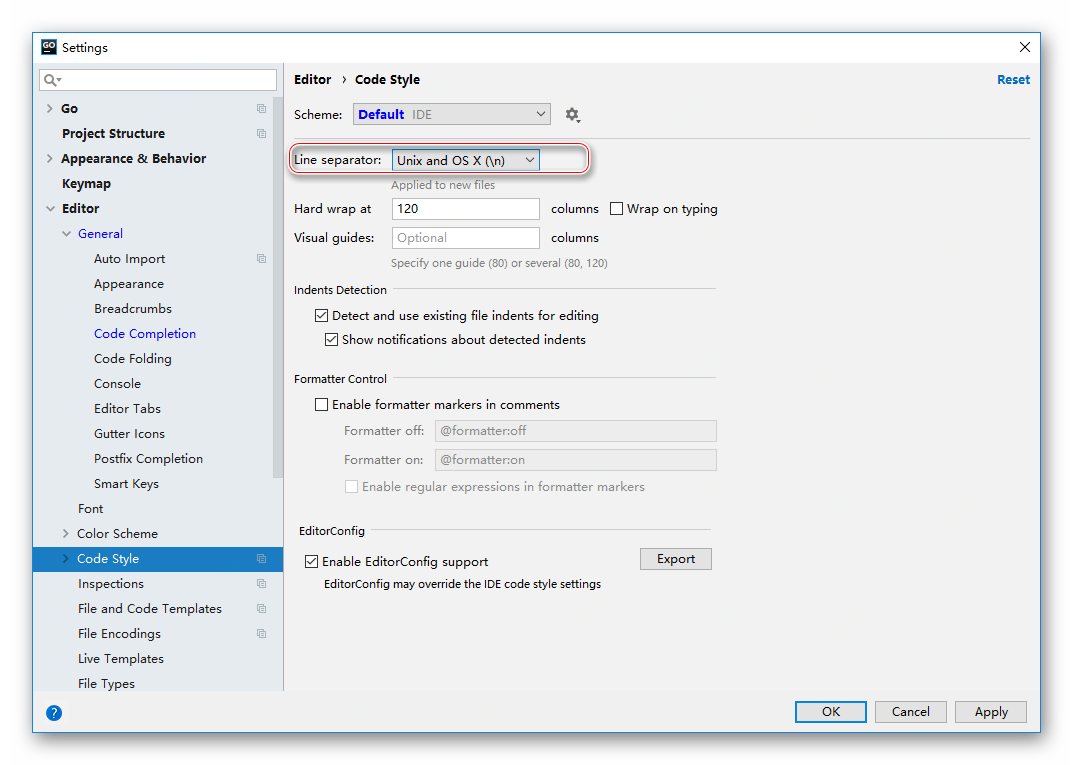 Goland和IDEA换行符的设置_goland设置文件默认格式为lf-CSDN博客
