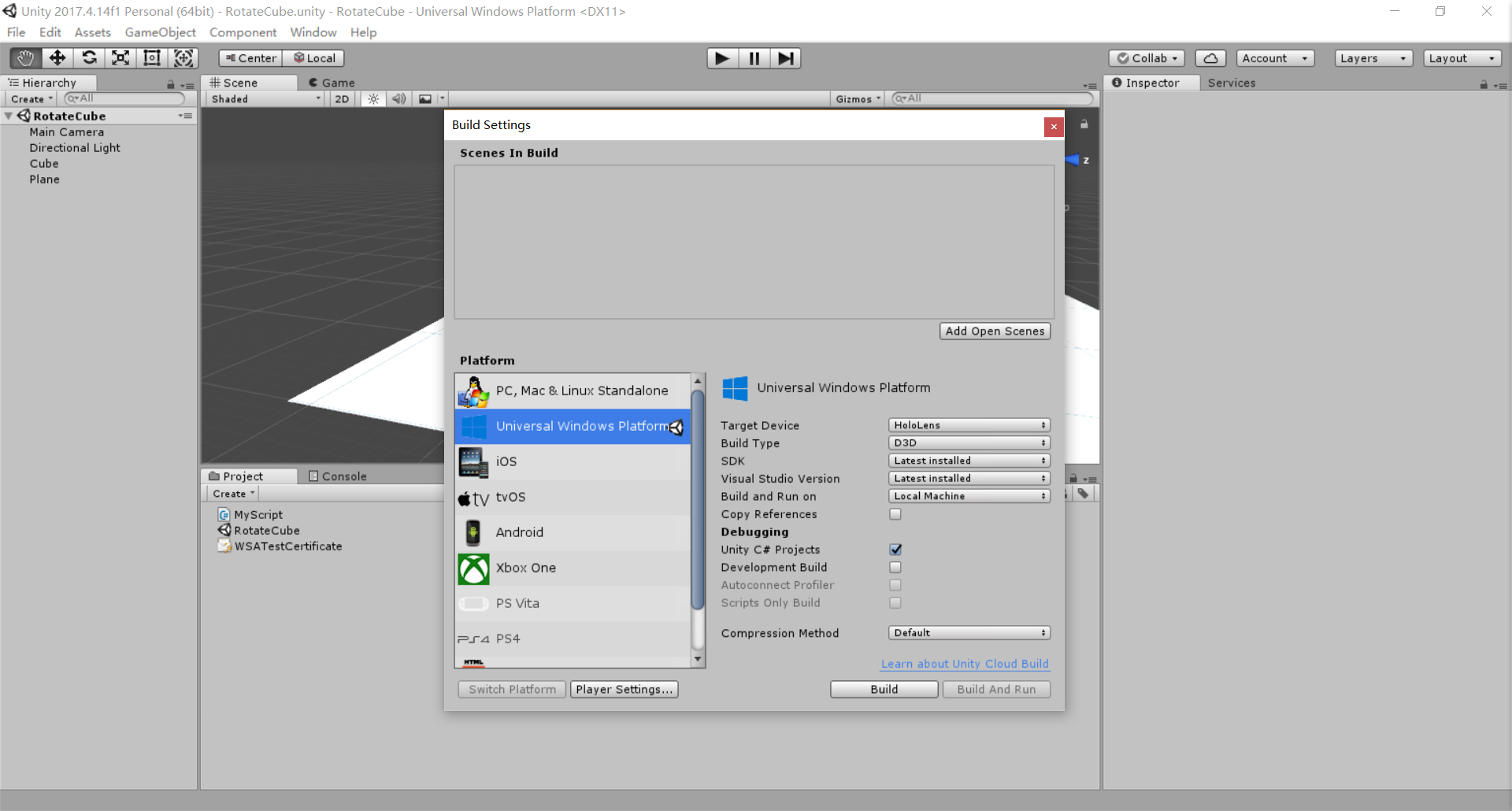 基于VS2017和Unity的Hololens应用开发_unity发布hololens平台-CSDN博客