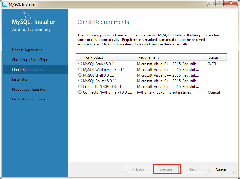 windows系统mysql安装提示one more product requirements have not been satisified_安装mysql显示one or more ...