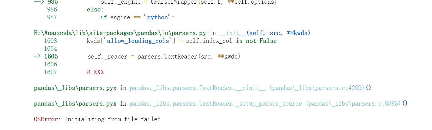 1、Initializing from file failed 2、 'sep' is an invalid keyword argument for this function_qq ...