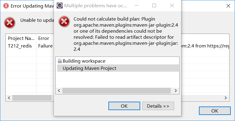 创建maven项目遇到了Failed to read artifact descriptor for org.apache.maven.plugins:maven-jar-plugin:jar ...