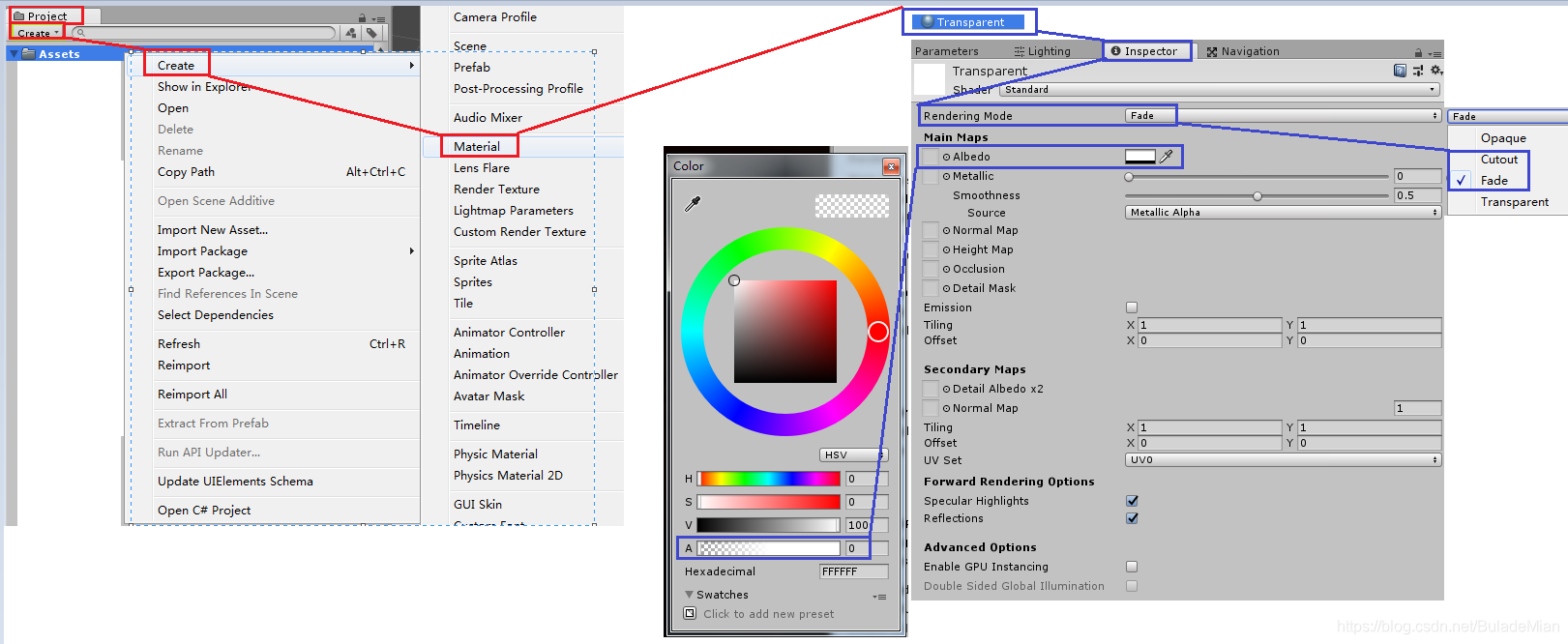 Unity 3d物体透明化方法透明材质球unity满足透明贴图和自发光的材质球bulademian的博客 Csdn博客