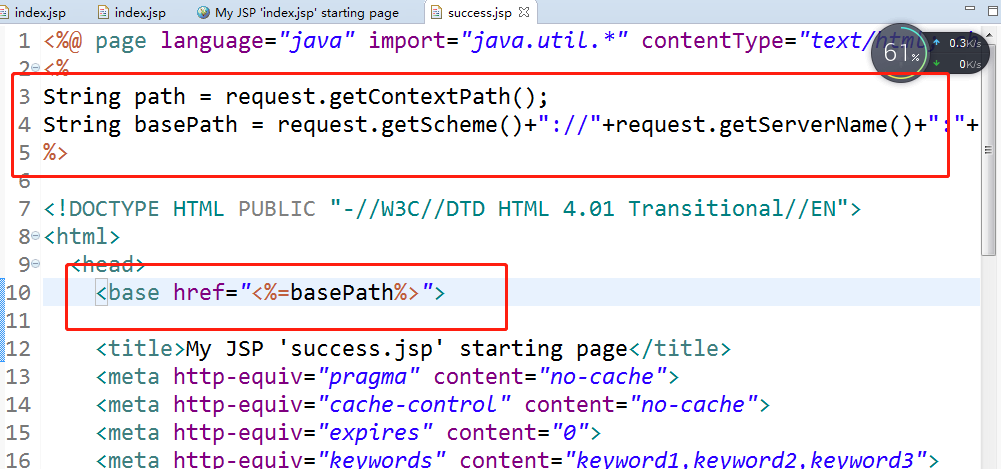 String path = request.getContextPath(); String basePath = request.getScheme() + "://" + request ...