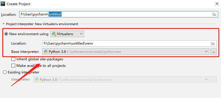 PyCharm——Project Interperter: New Virtualenv environmet_pycharm creating virtual environment是啥东西 ...