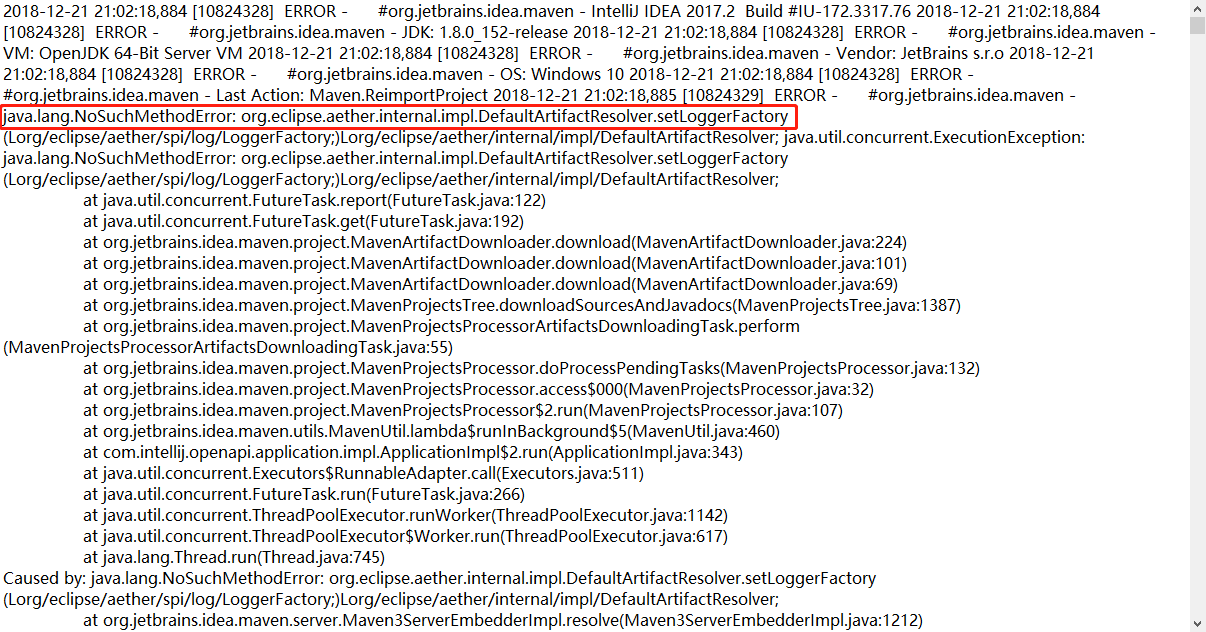 idea reimport包报错 java.lang.NoSuchMethodError_java.lang.nosuchmethoderror: org.eclipse.aether.in ...