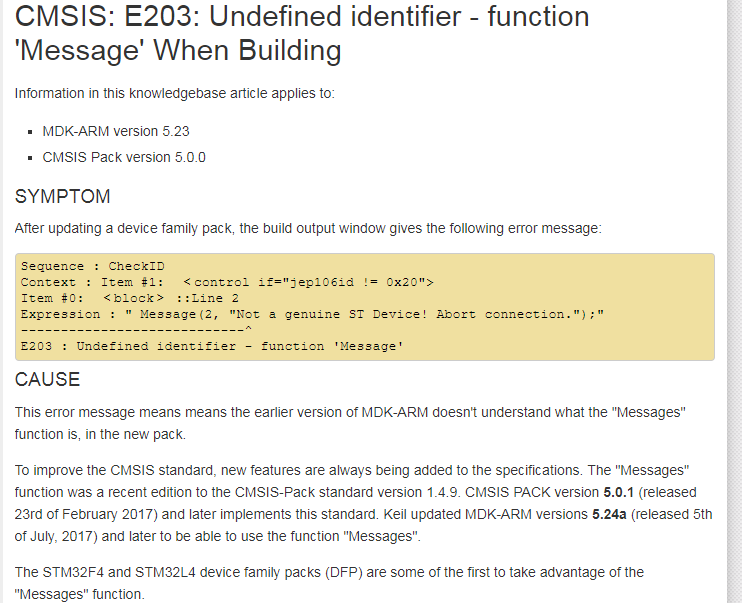 Keil报错解决：loading Pdsc Debug Description Failed For Stmicroelectronics Stm32fxxxxxxxe203 