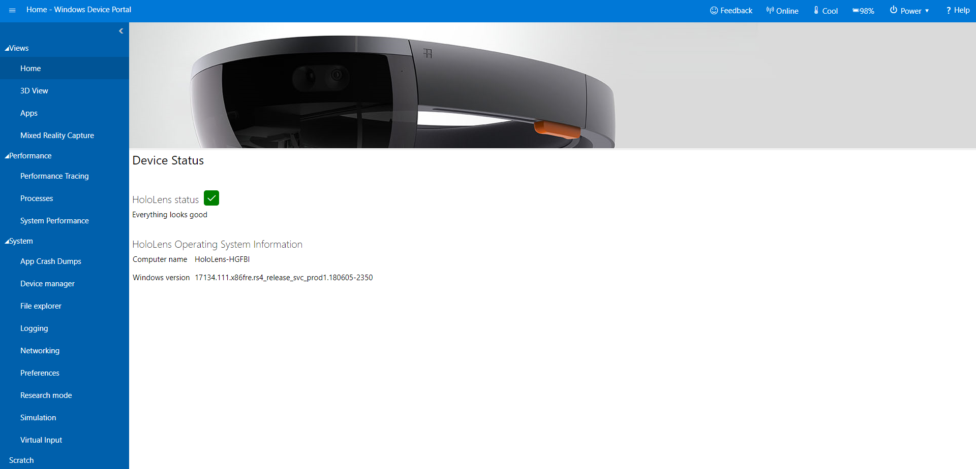 Hololens 开发笔记（3）——Windows Device Portal_hololens远程pc-CSDN博客