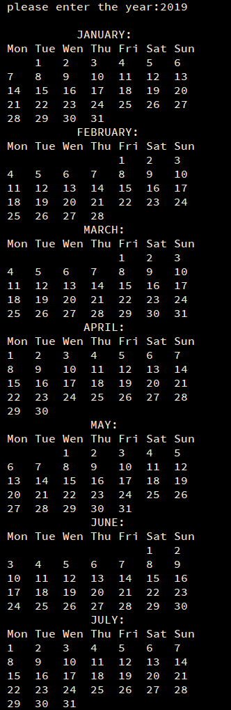 输入年份并输出当年的日历_输入年返回当年1月-CSDN博客