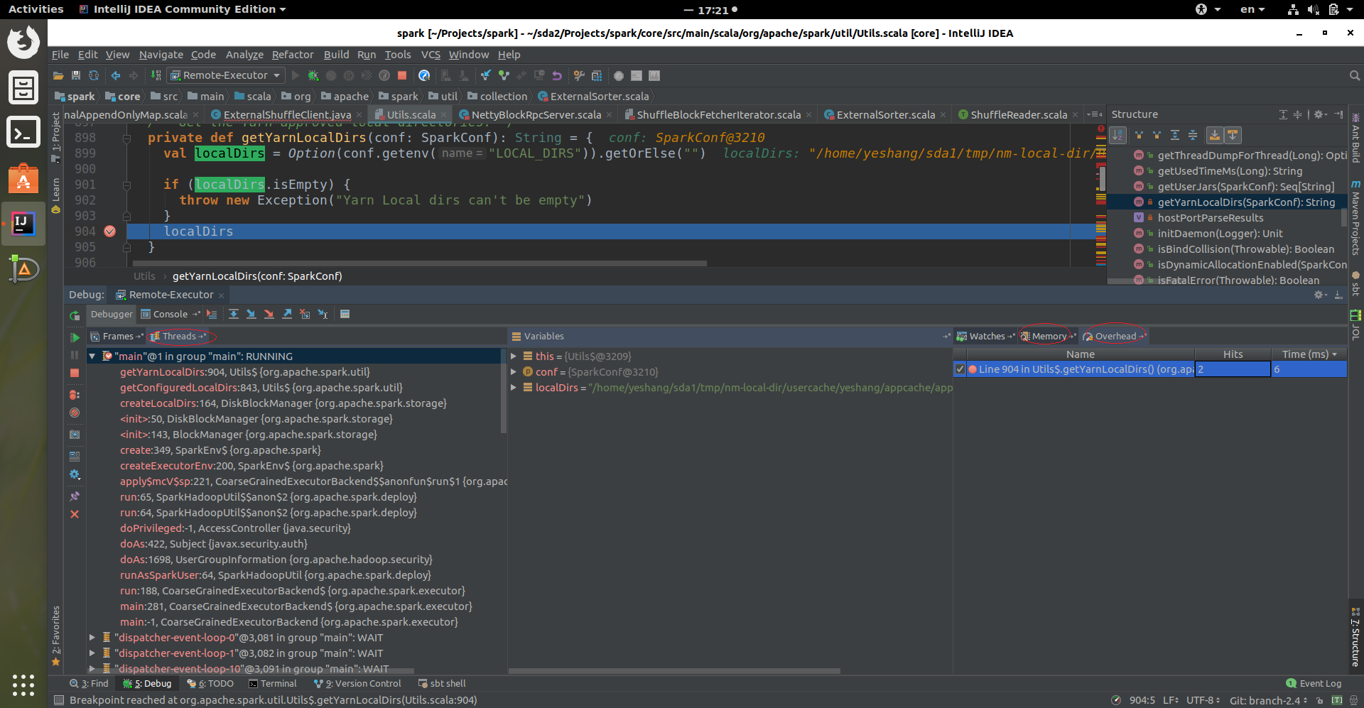Intellij-idea 设置断点跟踪调试Spark 代码（+JProfiler 性能调优）_spark java断点-CSDN博客