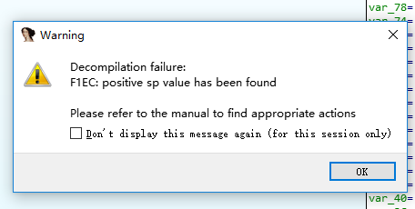 IDA出现不能进行F5，”F1EC：positive sp value has been found!!!!!“的解决方法_ida 按f5 无效-CSDN博客
